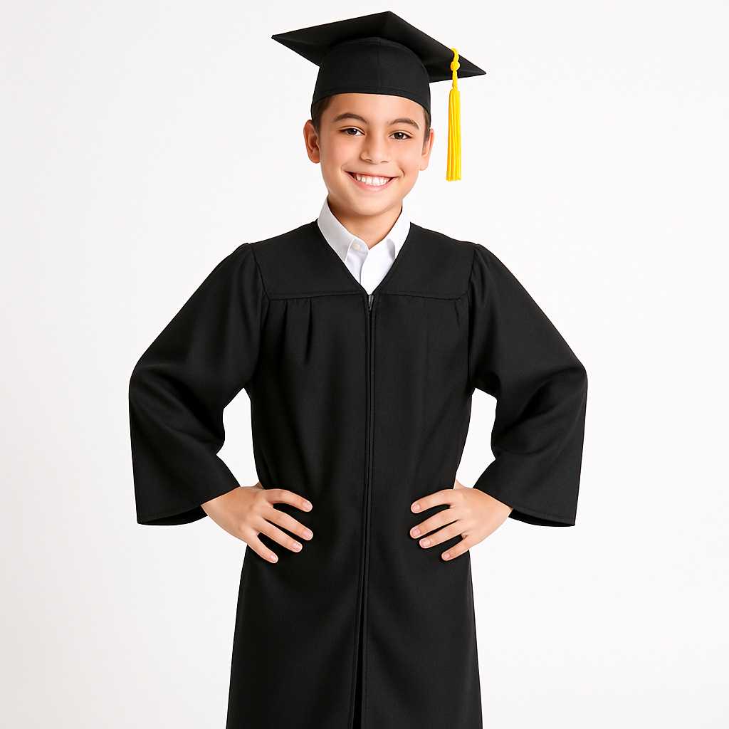 Black Graduation Gown for Kids - One Size